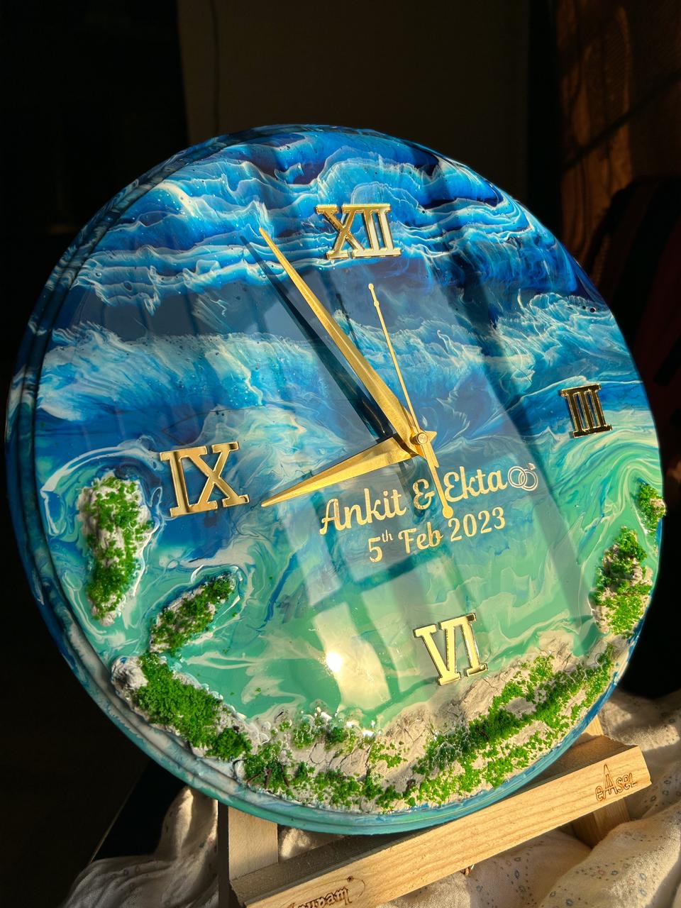 Epoxy resin clock| Resin art| Handmade gift| Wall clock| Marine style ...
